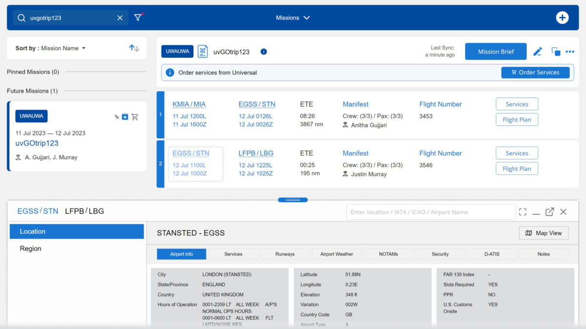 Mission Management in uvGO | Trip Support Software