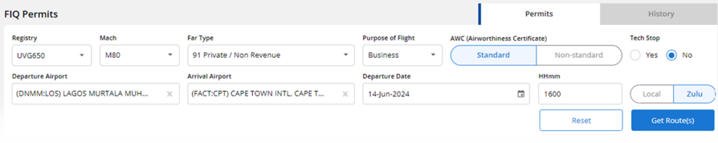 Overflight & Landing Permit Requirements in Feasibility-IQ